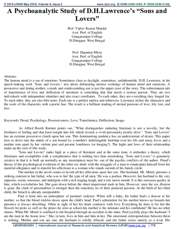 (PDF) A Psychoanalytic Study of D.H. Lawrence's "Sons and Lovers"