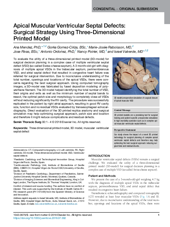 (PDF) Apical muscular ventricular septal defects: Surgical strategy ...