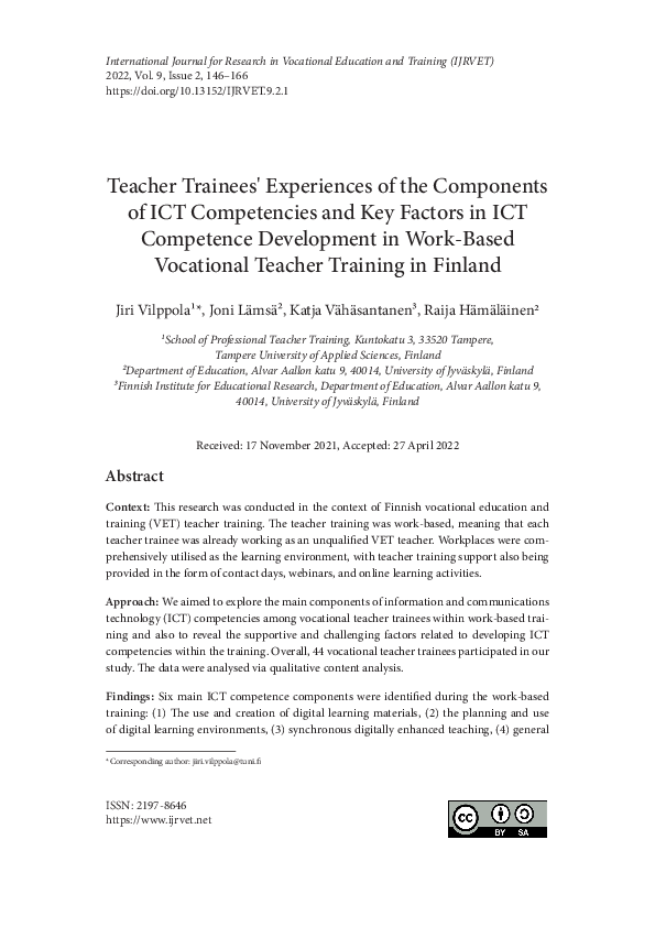 (PDF) ICT Competencies in Work-Based Teacher Training