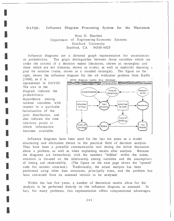 (PDF) David: Influence Diagram Processing System for the Macintosh