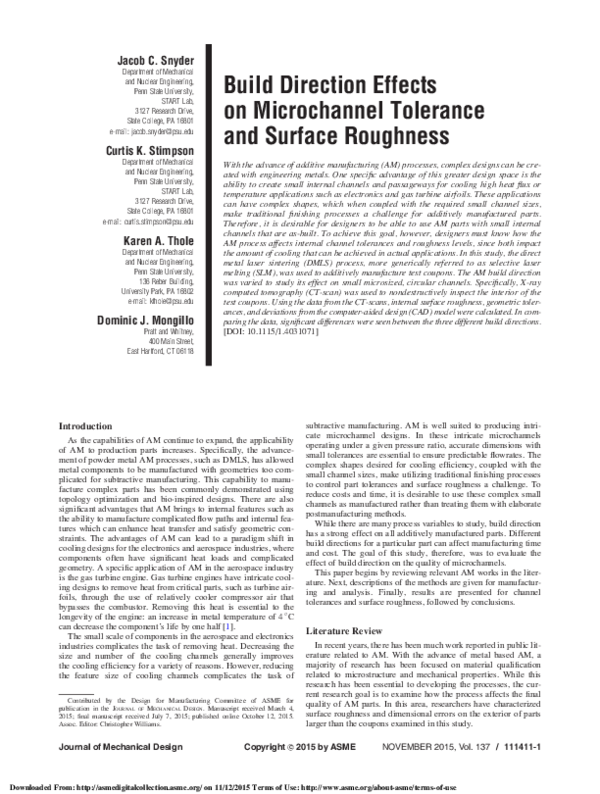 (PDF) Build Direction Effects on Microchannel Tolerance and Surface ...