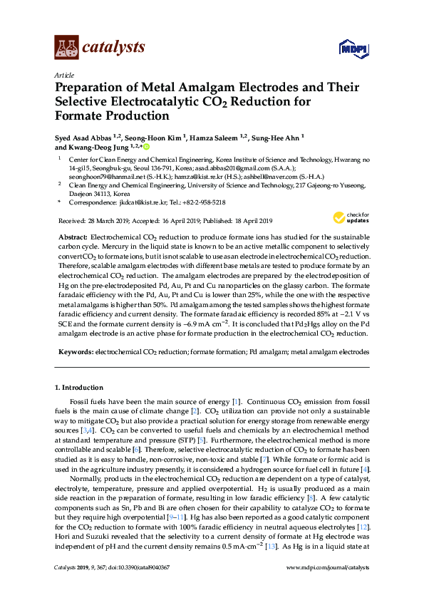 (PDF) Preparation of Metal Amalgam Electrodes and Their Selective ...