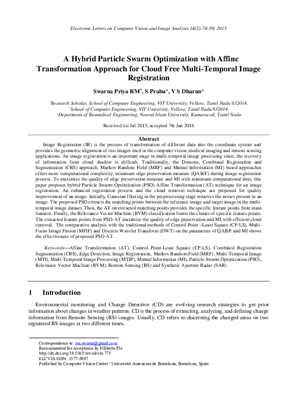 (PDF) A Hybrid Particle Swarm Optimization with Affine Transformation Approach for Cloud Free ...