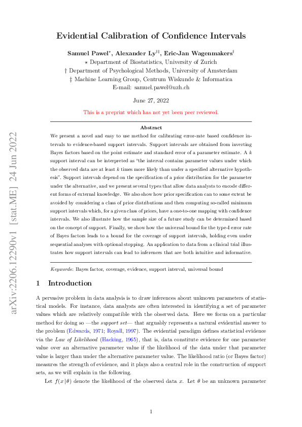 (PDF) Evidential Calibration of Confidence Intervals