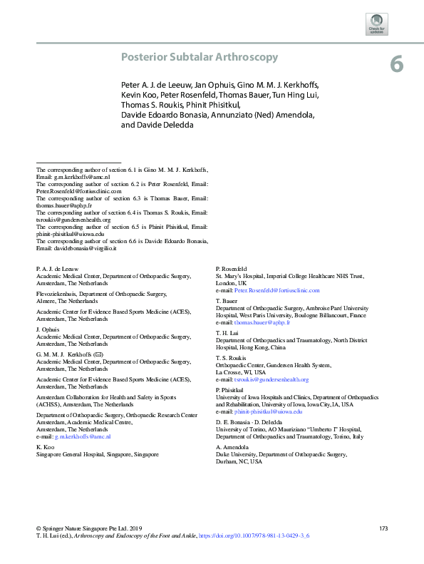 (PDF) Posterior Subtalar Arthroscopy