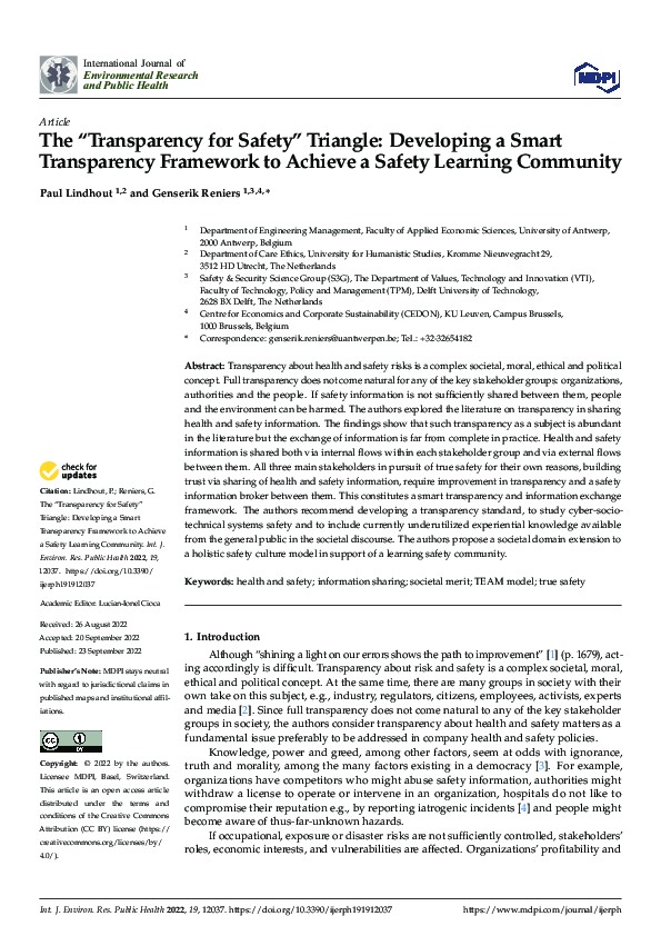 (PDF) The “Transparency for Safety” Triangle: Developing a Smart ...