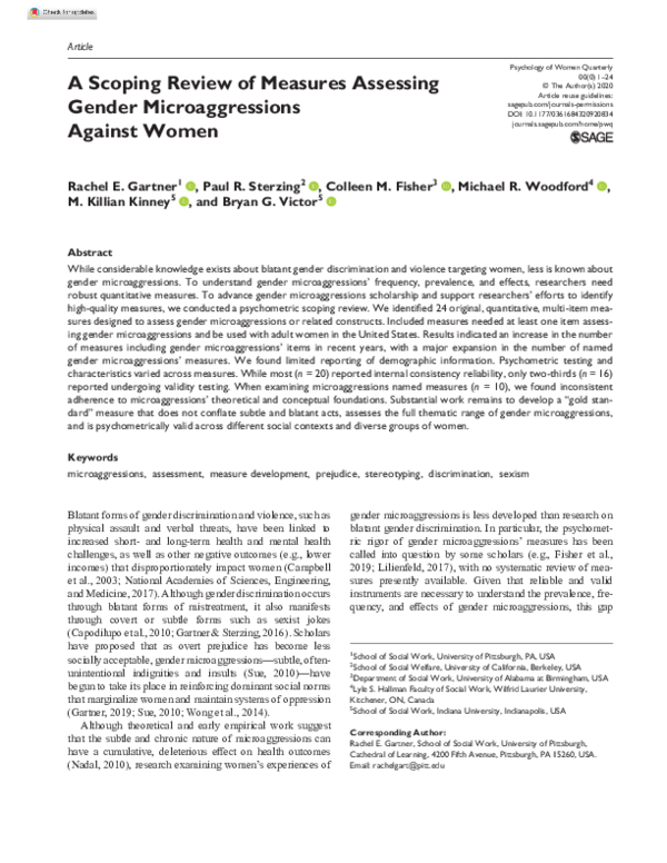 (PDF) A Scoping Review of Measures Assessing Gender Microaggressions ...