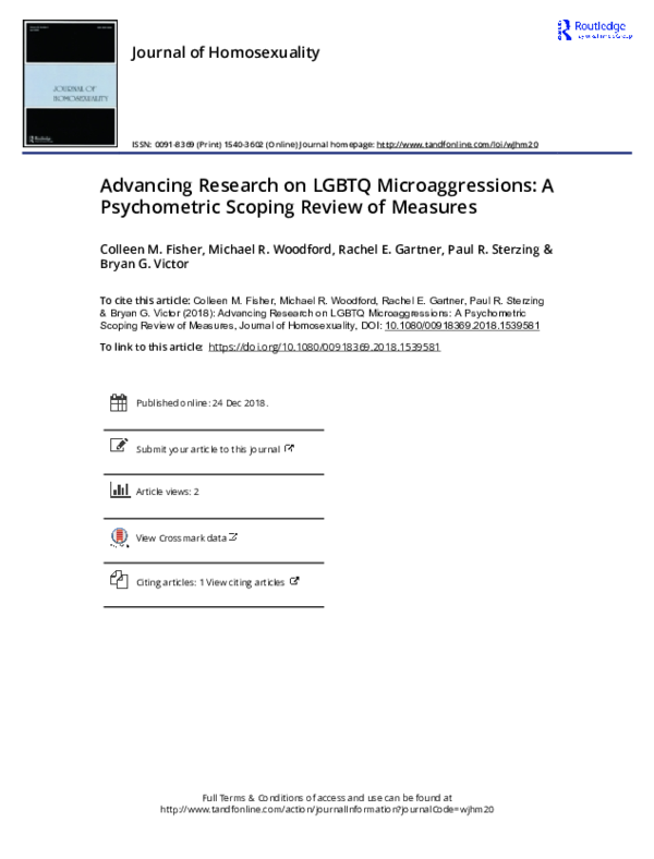 (PDF) Advancing Research on LGBTQ Microaggressions: A Psychometric ...