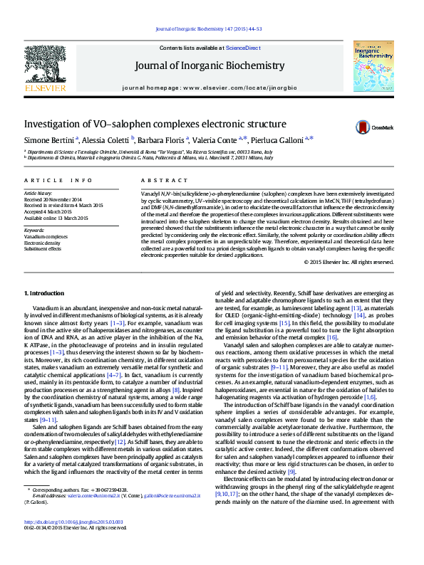 (PDF) Investigation of VO–salophen complexes electronic structure