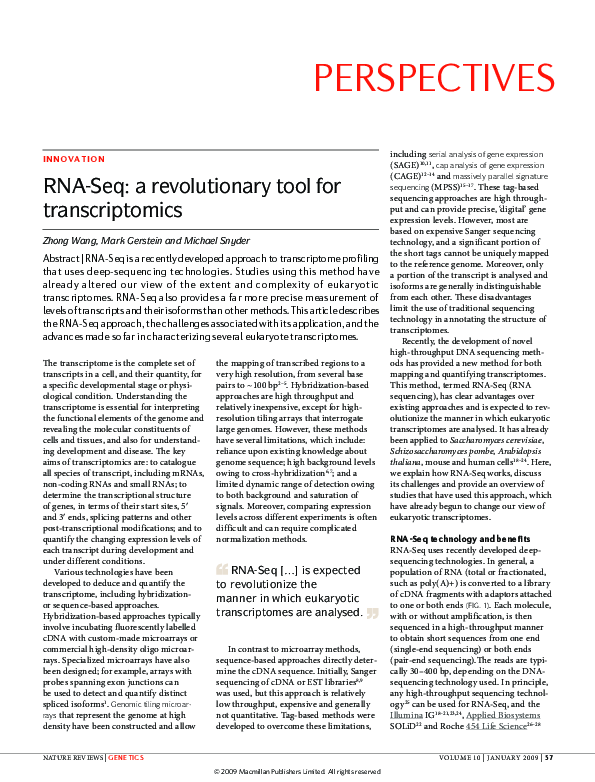 (PDF) RNA-Seq: a revolutionary tool for transcriptomics