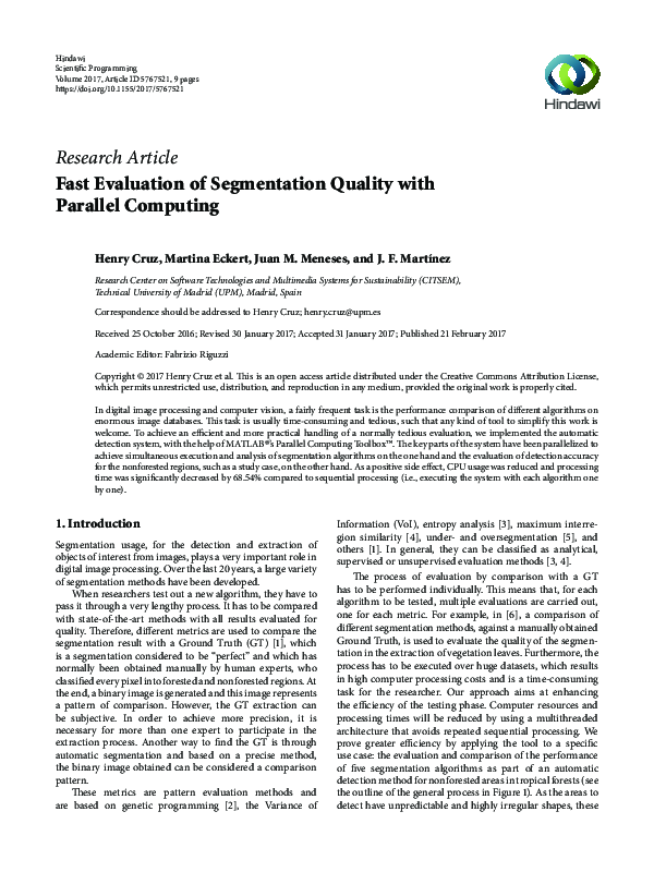 Pdf Fast Evaluation Of Segmentation Quality With Parallel Computing
