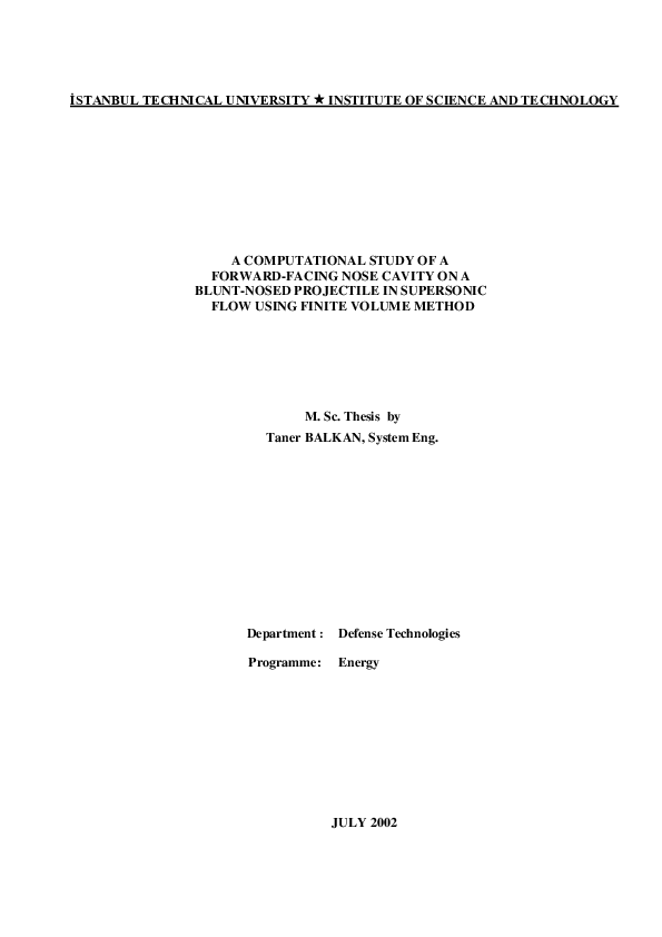 (PDF) A Computational Study Of A Forward-facing Nose Cavity On A Blunt ...