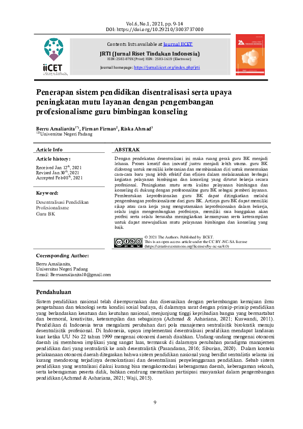 (PDF) Penerapan sistem pendidikan disentralisasi serta upaya peningkatan mutu layanan dengan ...