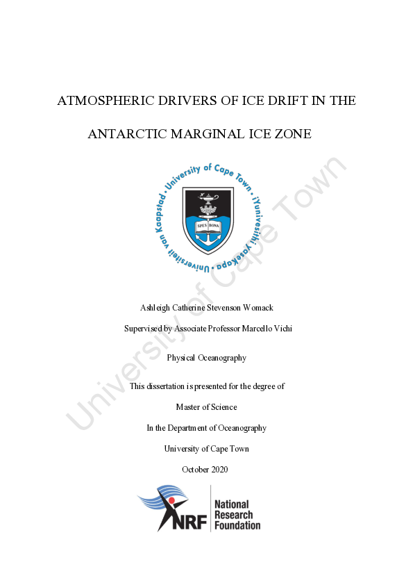 (PDF) Atmospheric drivers of ice drift in the Antarctic marginal ice zone