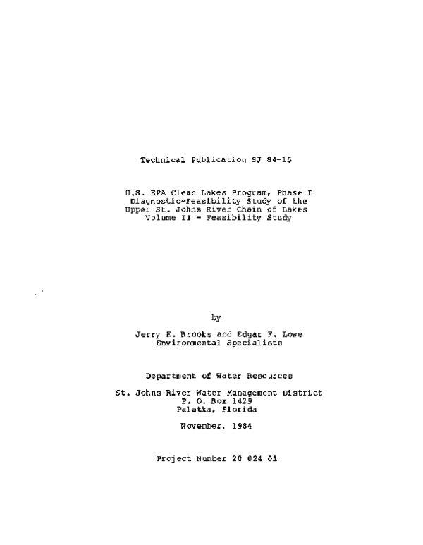 (PDF) U.S. EPA Clean Lakes Program, Phase I Diagnostic-Feasibility ...