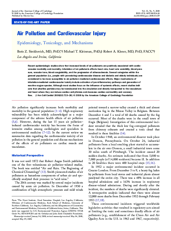 (PDF) Air Pollution and Cardiovascular Injury