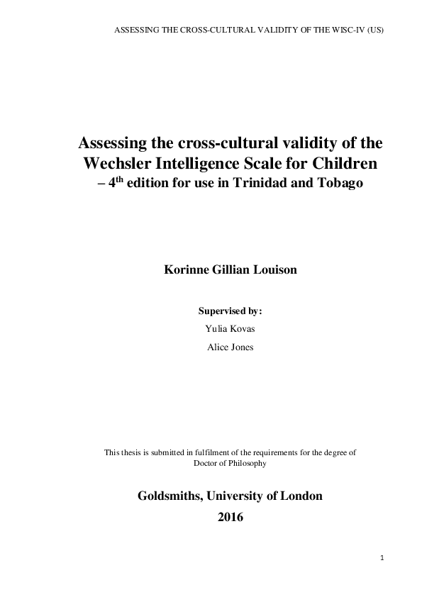 (PDF) Assessing the cross-cultural validity of the Wechsler ...