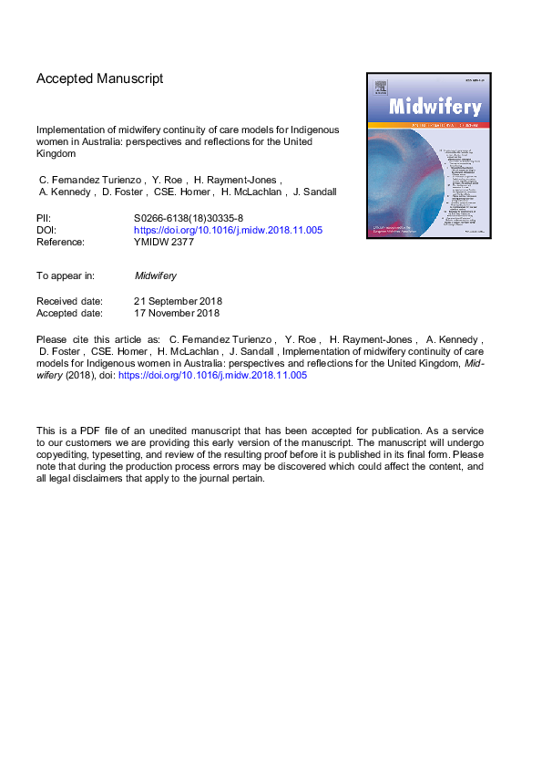 (PDF) Implementation of midwifery continuity of care models for ...