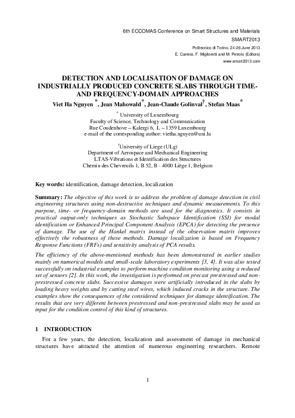 (PDF) Detection and Localisation of Damage on Industrially Produced Concrete Slabs Through Time ...