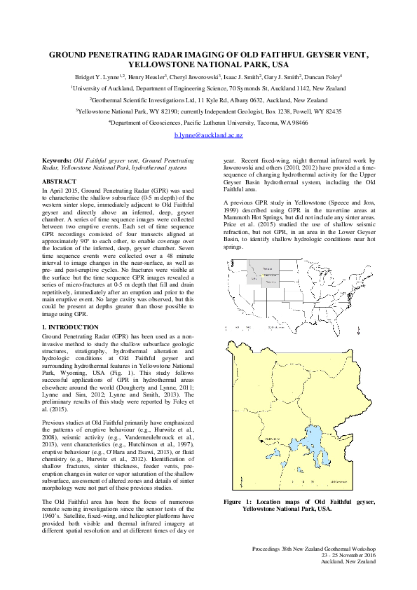 (PDF) Ground Penetrating Radar imaging of Old Faithful Geyser vent ...