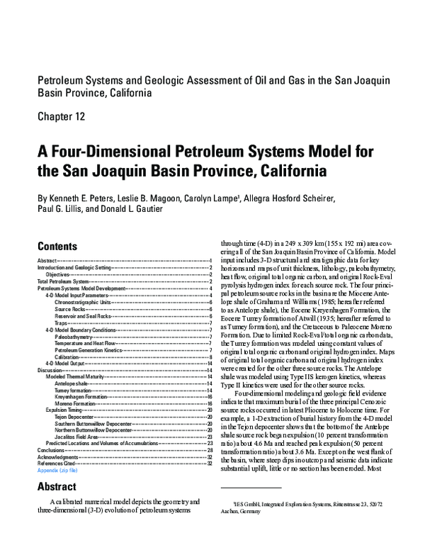 (PDF) A four-dimensional petroleum systems model for the San Joaquin ...