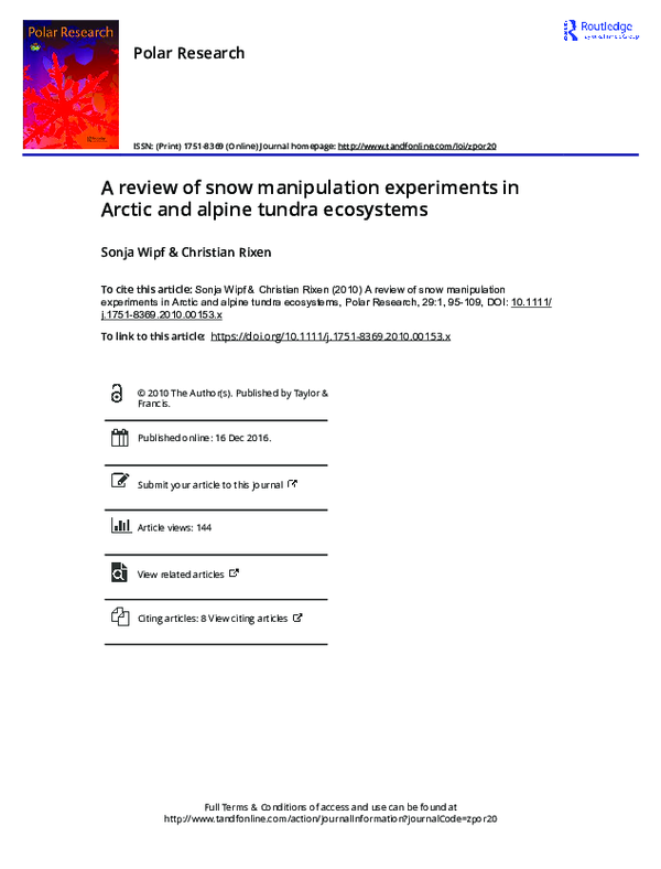 (PDF) A review of snow manipulation experiments in Arctic and alpine ...