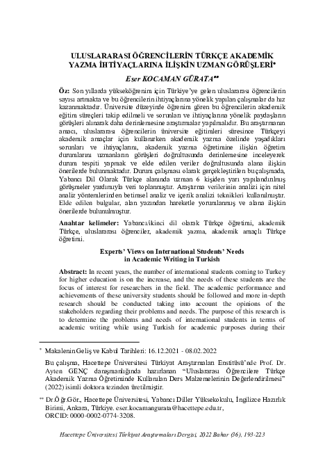 (PDF) Experts’ Views on International Students’ Needs in Academic ...