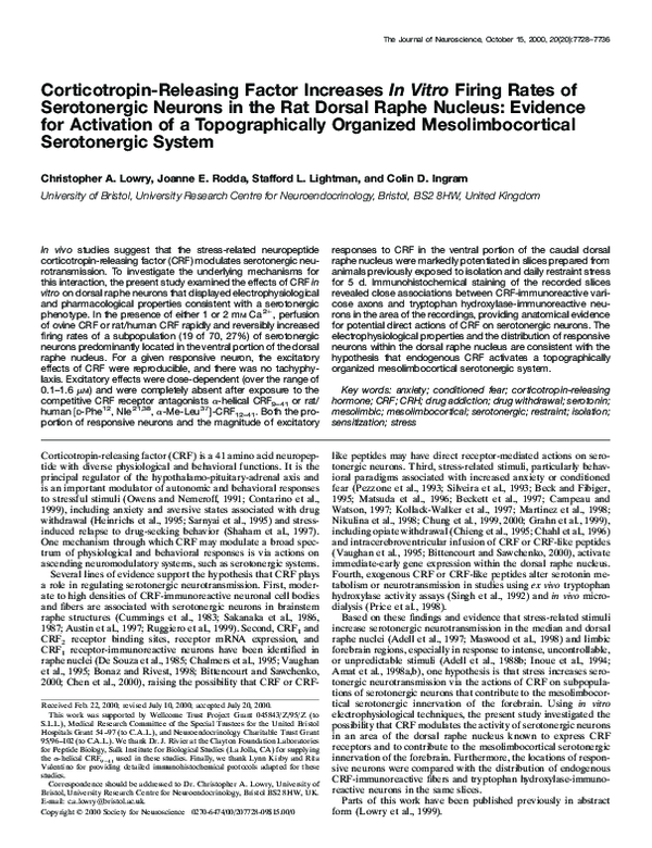 (PDF) Corticotropin-Releasing Factor IncreasesIn VitroFiring Rates of ...
