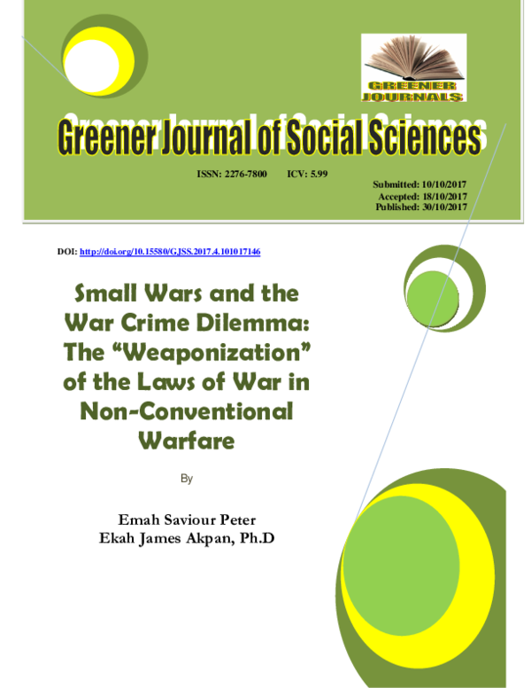 (PDF) Small Wars and the War Crime Dilemma: The “Weaponization” of the ...