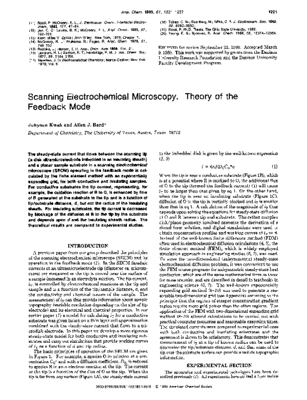 (PDF) Scanning electrochemical microscopy. Theory of the feedback mode