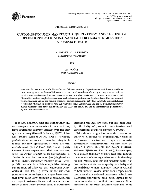 (PDF) Customer-Focused Manufacturing and Non-Financial Performance