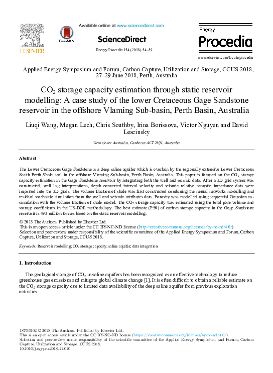 (PDF) CO2 storage capacity estimation through static reservoir ...