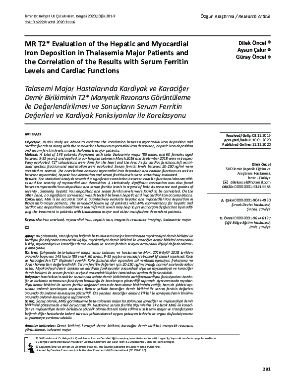 (PDF) MR T2* Evaluation of the Hepatic and Myocardial Iron Deposition ...