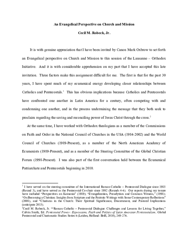 (DOC) An Evangelical Perspective on Church and Mission