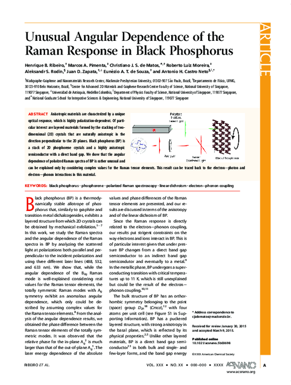 (PDF) Unusual Angular Dependence of the Raman Response in Black Phosphorus