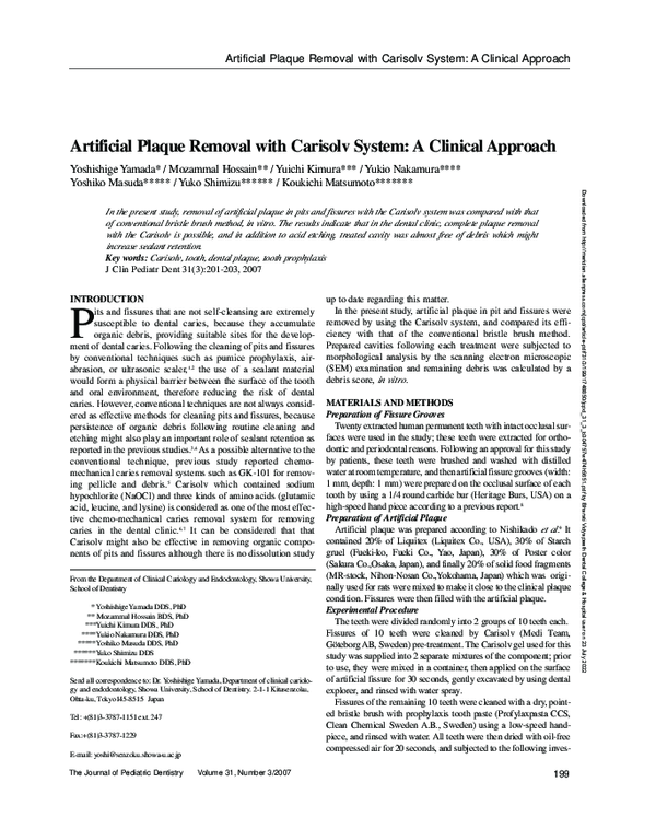 (PDF) Artificial Plaque Removal with Carisolv System: A Clinical Approach