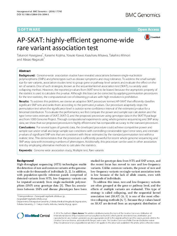 (PDF) AP-SKAT: highly-efficient genome-wide rare variant association ...