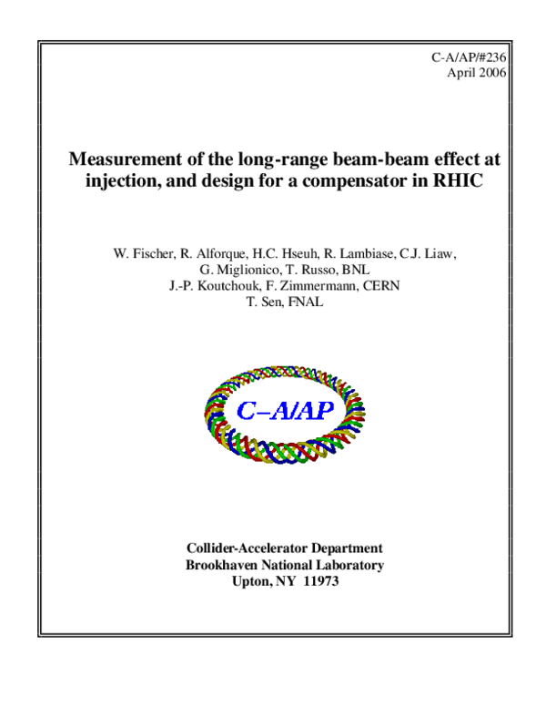 (PDF) Long-Range Beam-Beam Effect Measurement and Compensator Design in ...