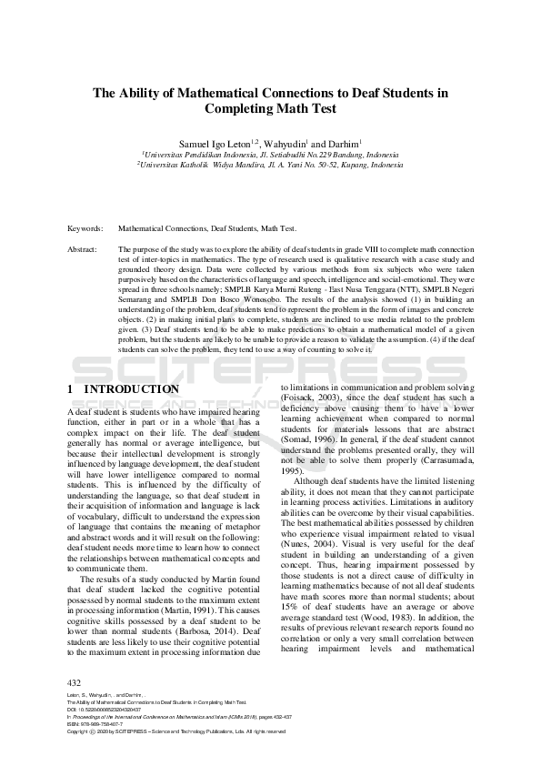 (PDF) The Ability of Mathematical Connections to Deaf Students in ...