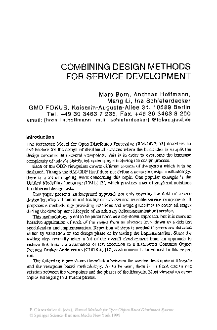(PDF) Combining Design Methods for Service Development