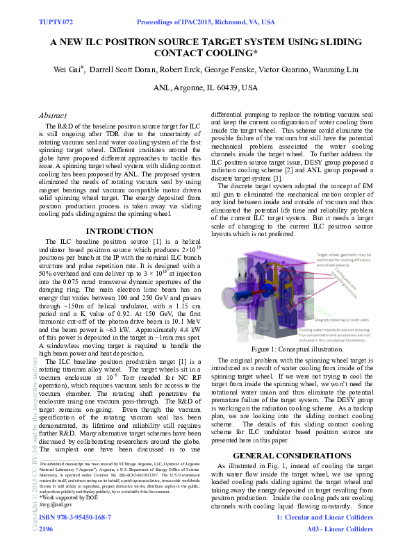 (PDF) A New ILC Positron Source Target System Using Sliding Contact Cooling