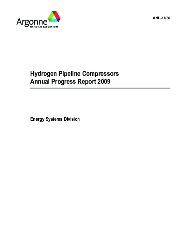 (PDF) Hydrogen pipeline compressors annual progress report