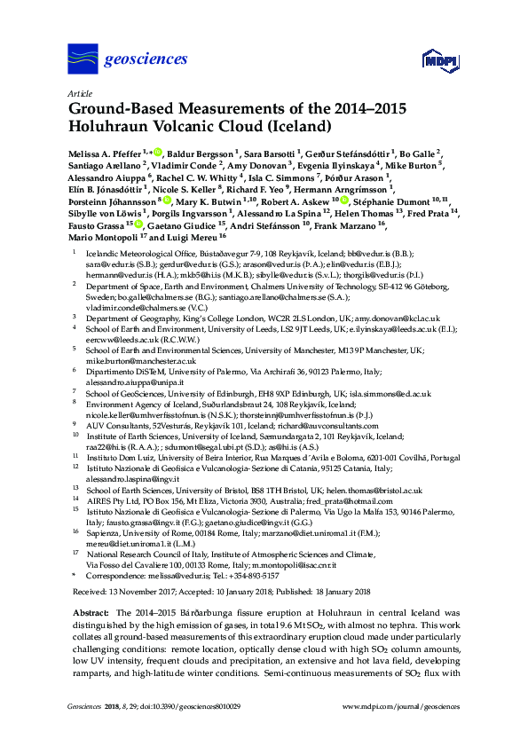 (PDF) Ground-Based Measurements of the 2014–2015 Holuhraun Volcanic ...