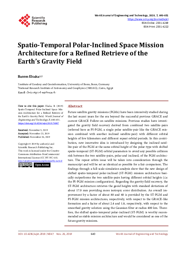 (PDF) Spatio-Temporal Polar-Inclined Space Mission Architecture for a Refined Retrieve of the ...