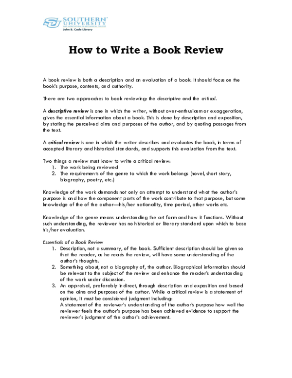 (PDF) How to Write a Book Review
