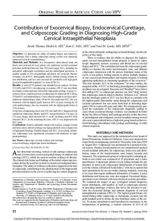 (PDF) Contribution of Exocervical Biopsy, Endocervical Curettage, and ...