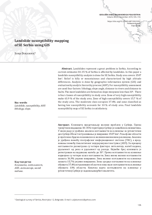 (PDF) Landslide susceptibility mapping using GIS and the weight-of-evidence model