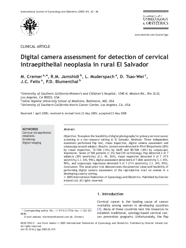 (PDF) Digital camera assessment for detection of cervical ...