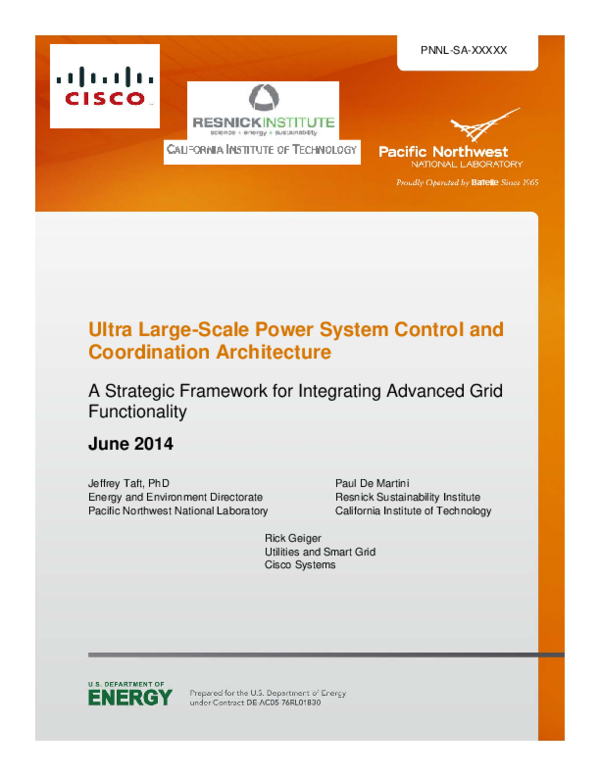 (PDF) Ultra-Large-Scale Power System Control and Coordination Architecture: A Strategic ...