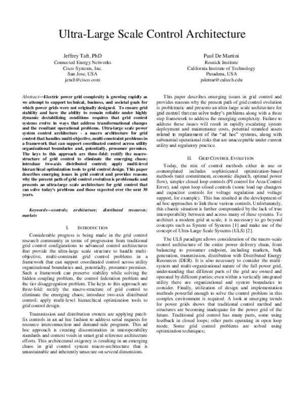 Pdf Ultra Large Scale Control Architecture